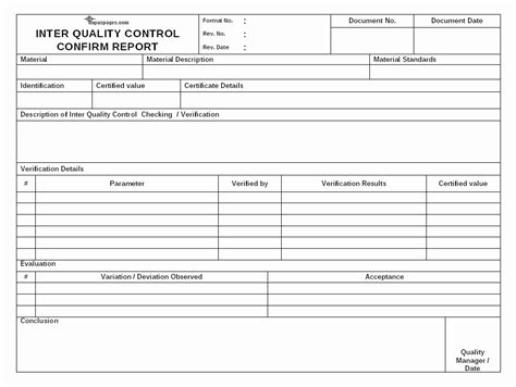 Quality Control Form Template Shooters Journal