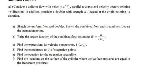 Solved A Consider A Uniform Flow With Velocity Of V Chegg