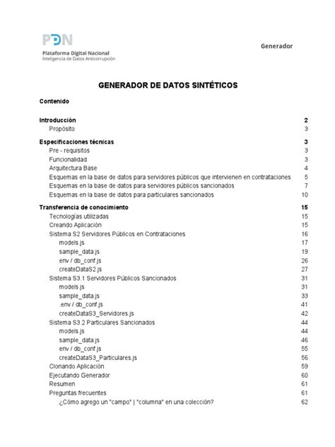 Generador De Datos Sintéticos Contenido Introducción 2 Pdf Mongo Db Bases De Datos