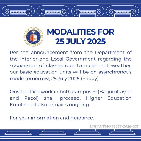 Modalities For 25 July 2025 Ateneo De Naga University Facebook