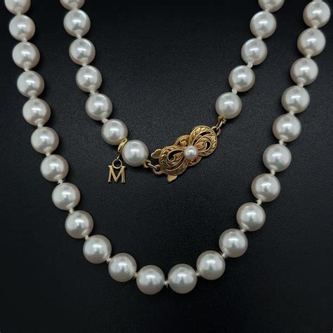 Mikimoto Akoya Fine Cultured Pearl Strand With M Tag Gold Clasp