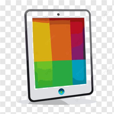 화려한 아이패드와 흰색 배경화면 벡터 흰색 배경에 있는 Ipad 태블릿의 단순한 다채로운 아이콘 그림자 없음 작은 프레임 중앙 Png 일러스트 및 벡터 에 대한 무료
