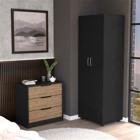 2 Piece Bedroom Set London Armoire Egeo 3 Drawers Dresser Black