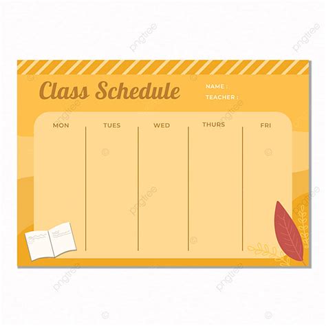 Simple Orange Class Schedules Template Design Template Download On Pngtree