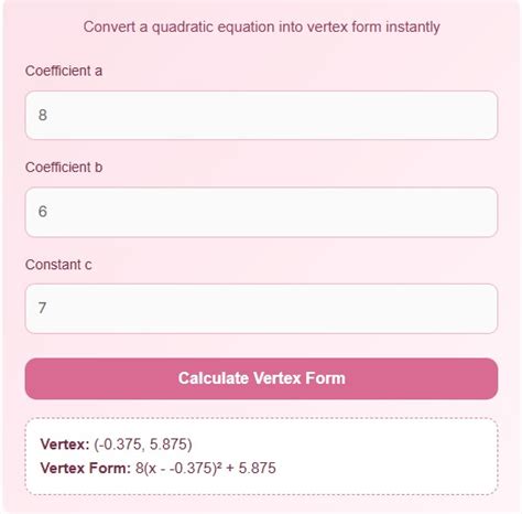 Vertex Form Calculator Convert Quadratic Equations