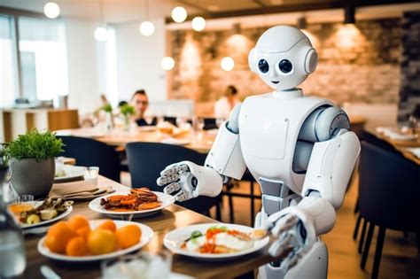 premium ai image experience the future of dining as friendly robots