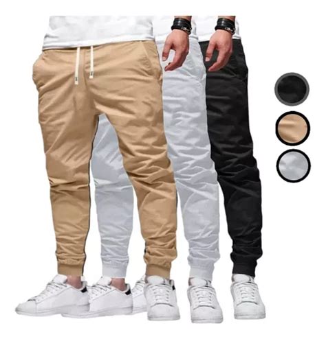 Kit 3 Calça Jogger Masculina Sarja Com Punho Streetwear Frete Grátis