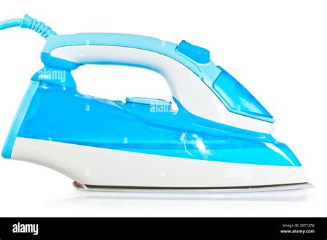 new modern blue irons shot on a white background Stock Photo - Alamy
