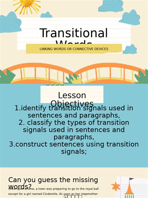 Transitional Words Education Presentation Pdf Cinderella