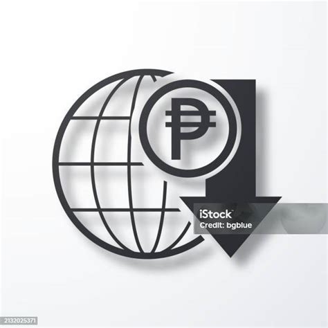 Peso Rate Decrease Icon With Shadow On White Background 3dのベクターアート素材や