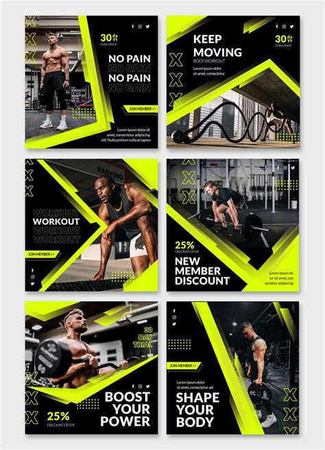 Gym And Fitness Instagram Post Templates Psd Fitness Instagram Ad