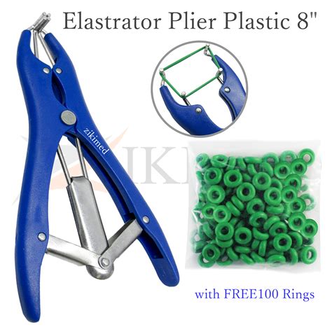 Elastrator Castration Blue Plastic Handle Pliers And Free 100 Pcs Rubber