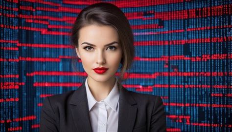 Premium Photo Portrait Business Woman Information Security Analyst Binary Code Background