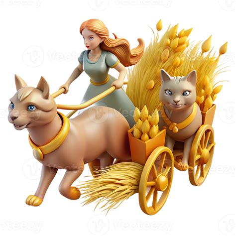 Dramatic Rustic Elegant Classic Freyja Riding Her Chariot Pulled By