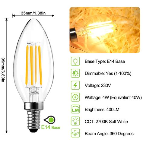 5x Led E14 Bulbs Light 4w 6w E14 Warm White Energy Saving Vintage