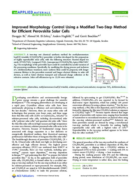Pdf Improved Morphology Control Using A Modified Two Step Method For
