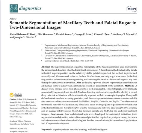 Our Latest Publication On Ai And Teeth Segmentation Anthony Macari