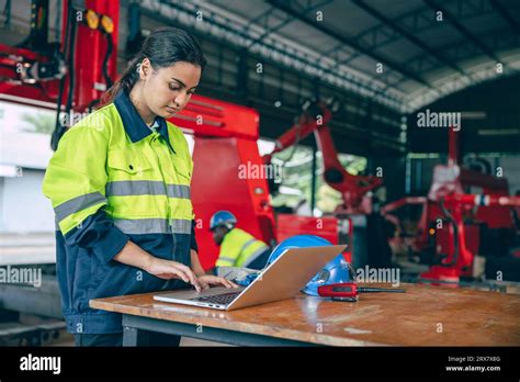 Indian Young Smart Software Engineer Machine Programmer Woman Working