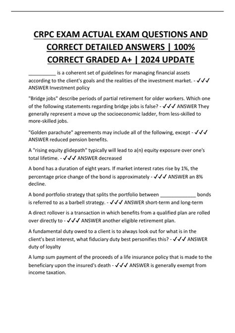 Crpc Exam Actual Exam Questions And Correct Detailed Answers 100 Correct Graded A 2024