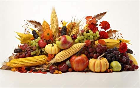 Classic Cornucopia Abundant Season On White Background Premium Ai