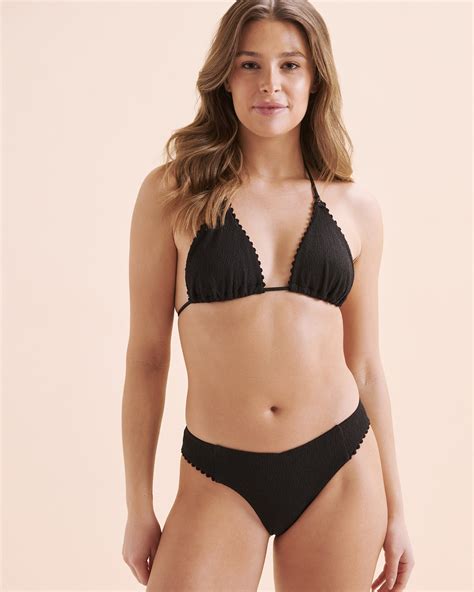 My Bikini Story Santa Monica Pearl Low Rise Thong Bikini Bottom Black