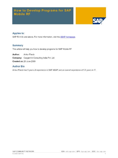 How To Develop Programs For Sap Mobile Rf Pdf