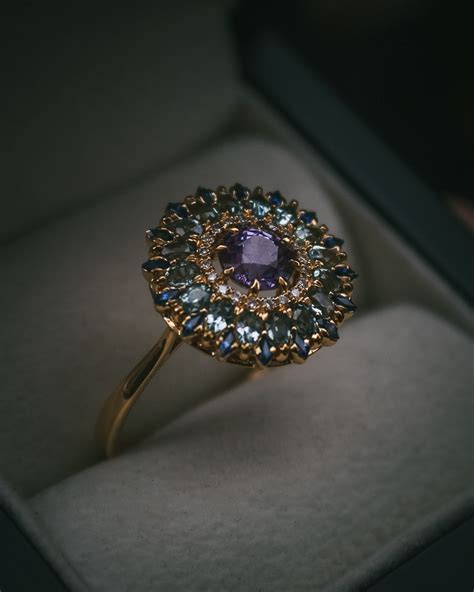 Sapphire And Diamond Halo Engagement Ring Moira Patience