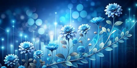 Elegant Flower Growth Graph With Blue Toned Abstract Visual Premium 4k