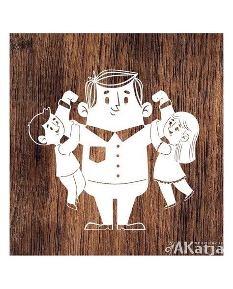 Tata Z Dziećmi Wycinanka Z Kartonu