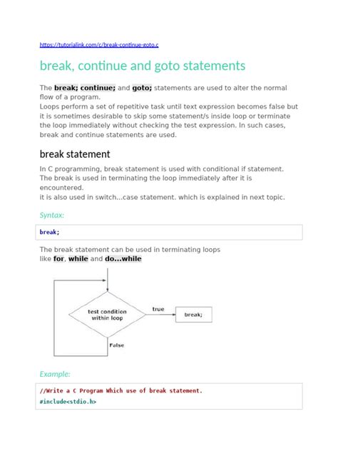 Break Continue And Goto Pdf Control Flow Computer Programming