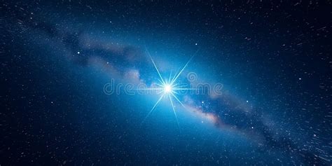 A Bright Blue Star Shines Intensely In The Center Of A Dark Blue Starry