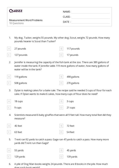 50 Measurement Word Problems Worksheets For 3rd Class On Quizizz