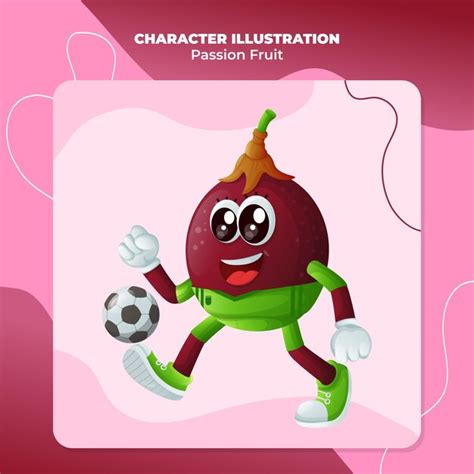 Premium Vector Cute Passion Fruit Character Playing Soccer