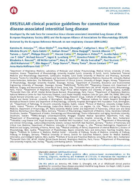 Clinical Practice Guidelines For Ctd Ild Ers Eular Recommendations