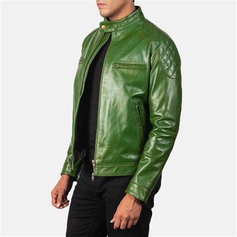 Green Leather Jacket Men