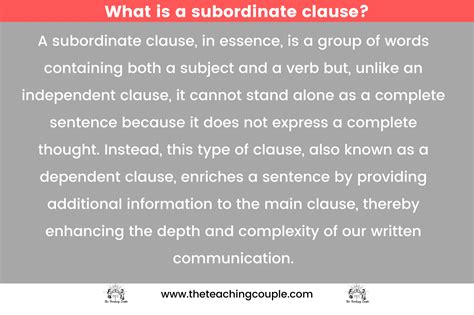 The Importance Of Teaching Subordinate Clauses The Teaching Couple