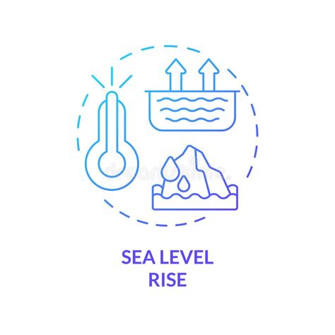 Gradient Thin Line Icon Sea Level Rise Concept Stock Vector Illustration Of Icon Blue 297392133