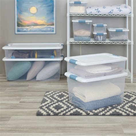 Sterilite 64 Qt Plastic Stackable Storage Bin W White Latch Lid 18