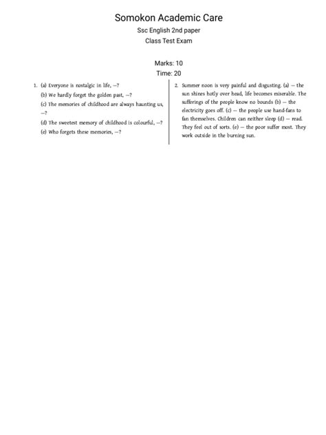 Class Test Pdf