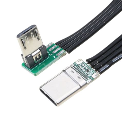 Usbc Cable Thin Ribbon Fpc Cable Usb Typec 90 Degree Angled Up To Microusb Cable For Data And