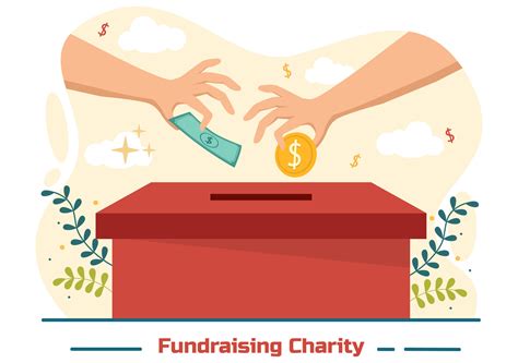 Fundraising Charity And Donation Vector Illustration With Volunteers