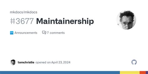 Maintainership · Mkdocs Mkdocs · Discussion 3677 · Github