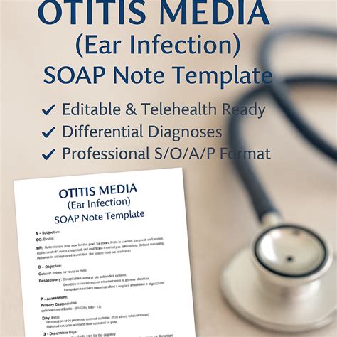 📄 Otitis Media Ear Infection Soap Note Template Editable