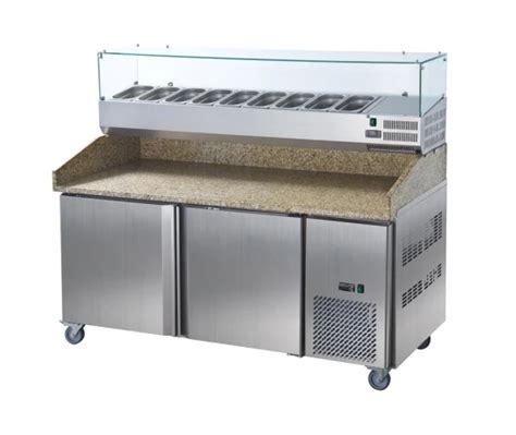 Stainless Steel 3 Door Pizza Prep Table Salad Bar Counter Restaurant