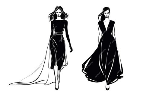 Premium Photo Fashion Model Runway Silhouette Hand Drawn Sketch