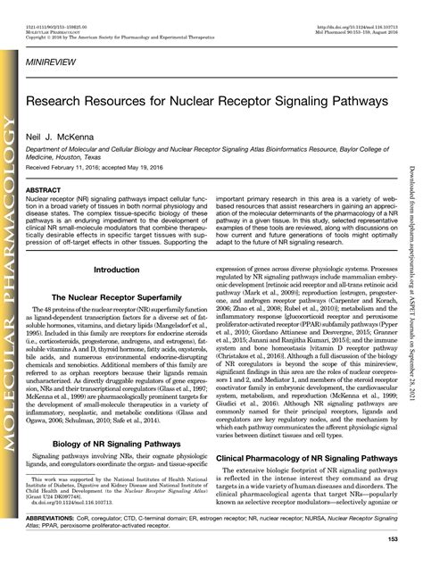 Research Resources For Nuclear Receptor Signaling Pathways Docslib