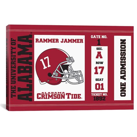 Icanvas Alabama Crimson Tide Game Day Football Ticket Canvas Print