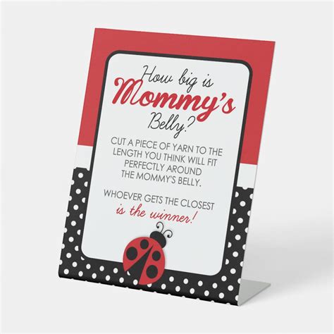 Ladybug How Big Is Mommys Belly Shower Game Pedestal Sign Zazzle