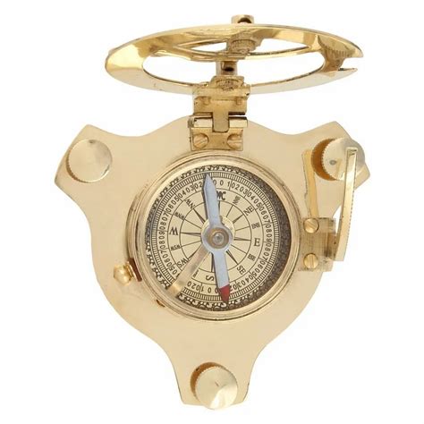The Digital Store Antique 4 Inch Brass Golden Sundial Compass Sun Clock