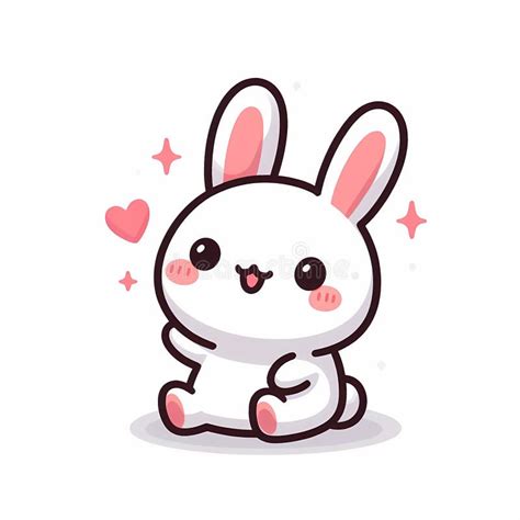 Cute Chibi Rabbit Illustration In Flat Style On White Background